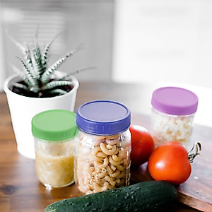 WIDE Mouth Mason Jar Lids [8 Pack] for Ball, Kerr and More - Colored Plastic Storage Caps for Mason/Canning Jars - Leak-Proof