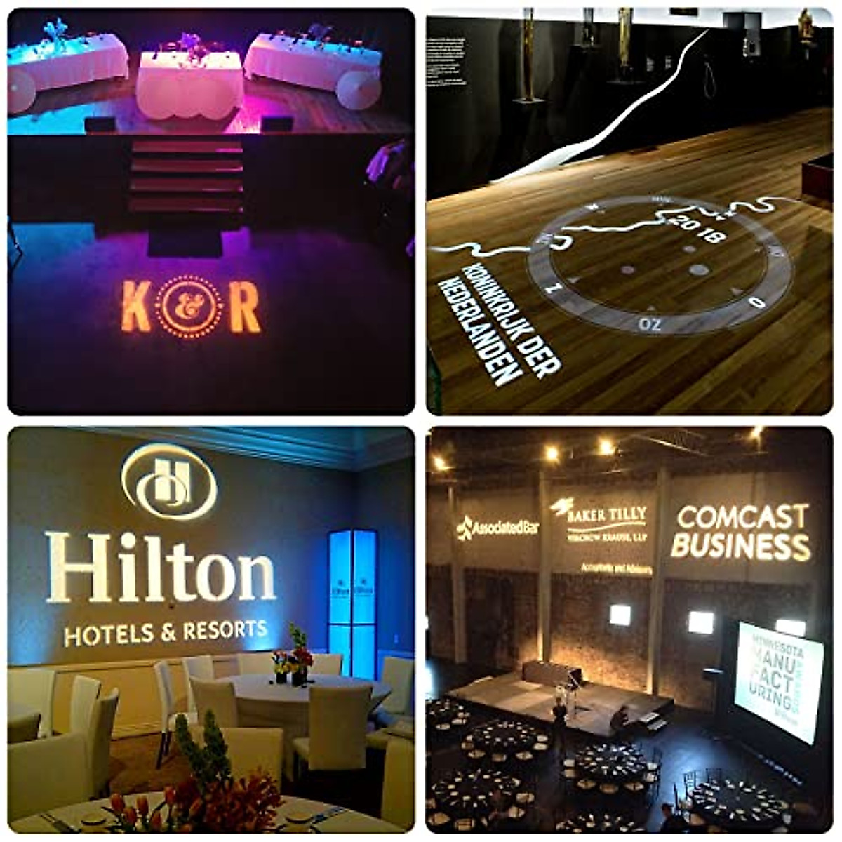 Laulgpoha 30W GOBO Light Projector, High-Definition Custom LED Logo Projector, Rotational GOBO Projector with a Free Glass GOBO Lens, for Indoor Use