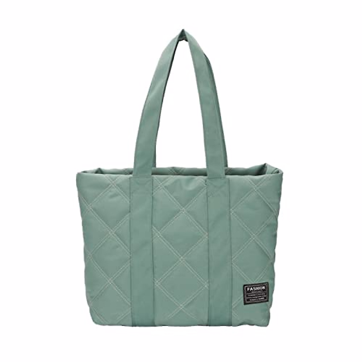 TWOYOMN Oxford Tote Bags for Women Quilted Tote Handle Large Capacity Lightweight Aesthetic Pure Color Tote Work/Business bag (Green)