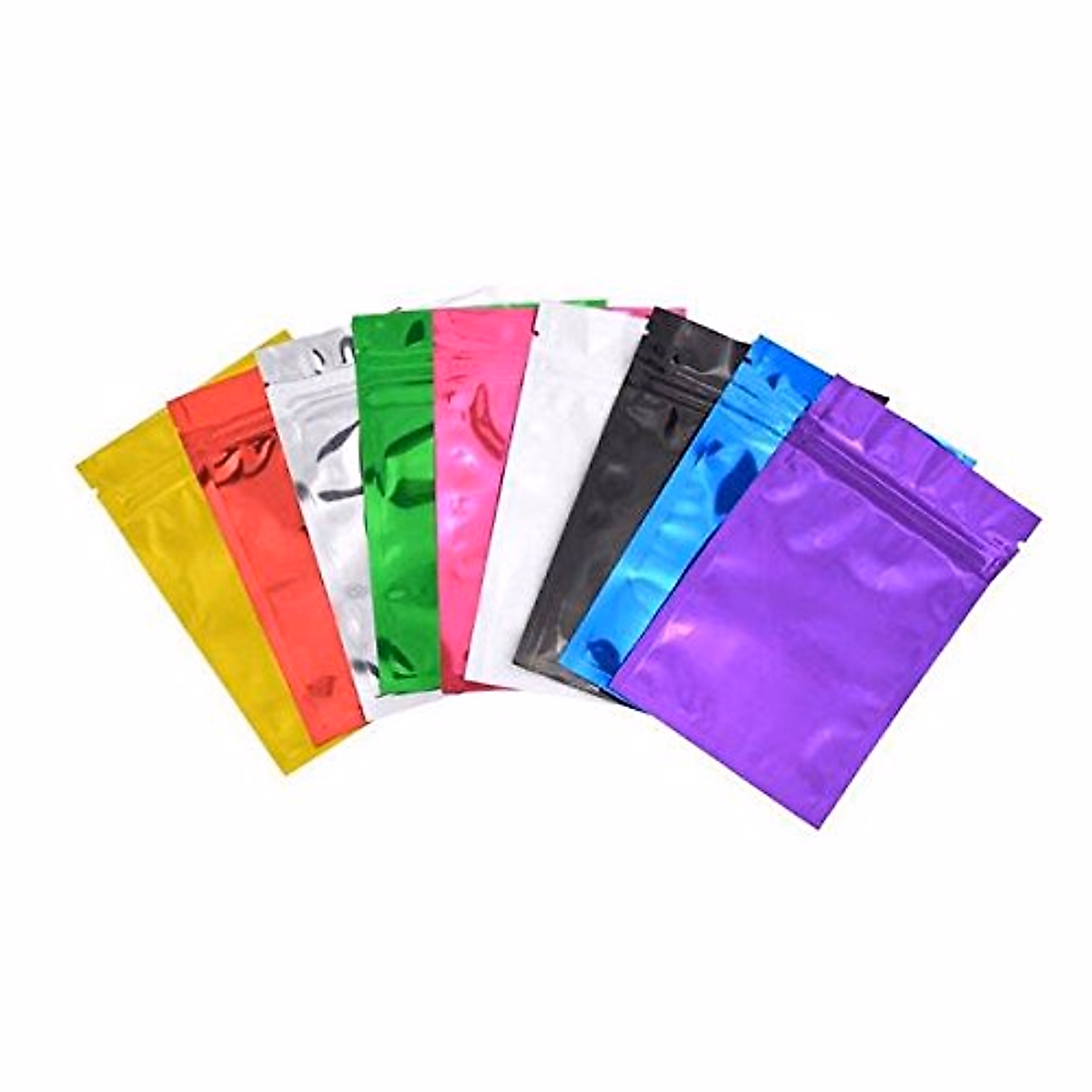 100 Pcs Reclosable 10.2x12.7 cm/4x5inch Clear Colorful Mylar Foil Flat Bag Sample Pouch Heat Sealable Aluminum Foil Bags Food Storage Coffee Candy Foil Grip Seal Wrap (White)