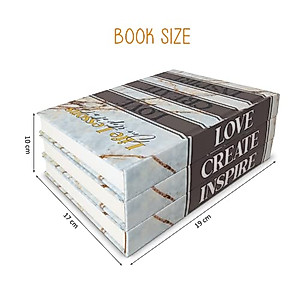 ZOKAEL Decorative Book Decor - Set Includes 3 Hard Cover Books with Love Create Inspire Quote, Decorated with Twine and Beads and A Faux Leaf. A Great Gift Idea