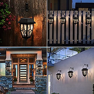 Solar Lanterns Outdoor Waterproof, Solar Wall Lights Outdoor, Hanging Solar Lights for Outside Fence Porch Decor, Warm White 2 Pack