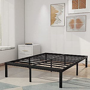 Homdock Queen Size Bed Frame- 14 Inch Metal Platform/Sturdy Strong Steel Structure 3500 lbs Heavy Duty/Noise Free/None Slip Mattress Foundation/No Box Spring Needed/Black Finish, Queen