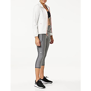 Under Armour Women's HeatGear Armour High Waisted Pocketed No-Slip Capri Leggings , Charcoal Light Heather (019)/White , Medium Short