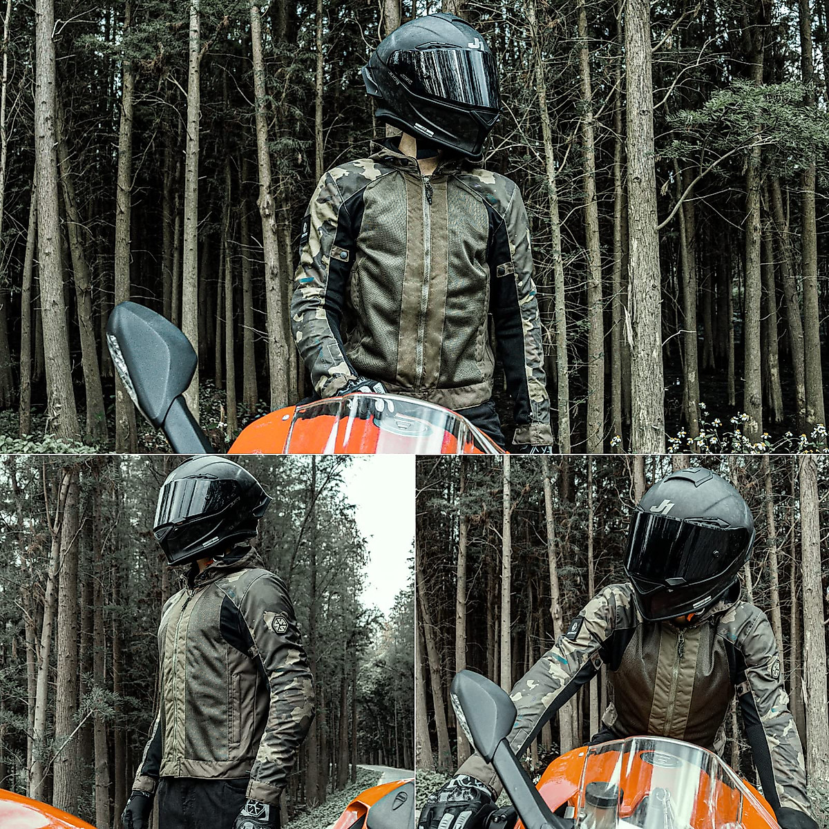 Scoyco Motorcycle Jacket Camo Sleeve Cordura Textile Motorbike Hoodie Protective CE Armored Zip Up Jacket with Detachable Hood All Season