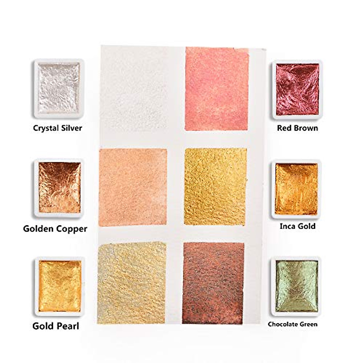 Csy Art Supplies Handmade Watercolors Paint Set - 6 Metallic Gold Colors Half Pans Glitter Solid Water Color- Metal Case Sparkle Pearlescent Watercolour For Artists, Students & Hobbyists