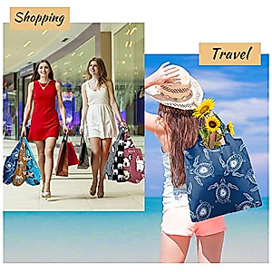 BeeGreen Reusable Grocery Bags Foldable 6 Pack Shopping Bags Large 50LBS Cute Groceries Bags w Pouch Bulk Ripstop Watertight Machine Washable Nylon Compact Elephant Hedgehog Cat Turtle Dog Penguin