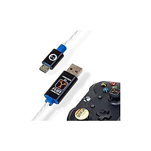 Numskull Official Ghostbusters LED Micro USB Cable and Thumb Stick Grips - 1.5m Fast Charging Lead - Compatible with Xbox One, Playstation 4