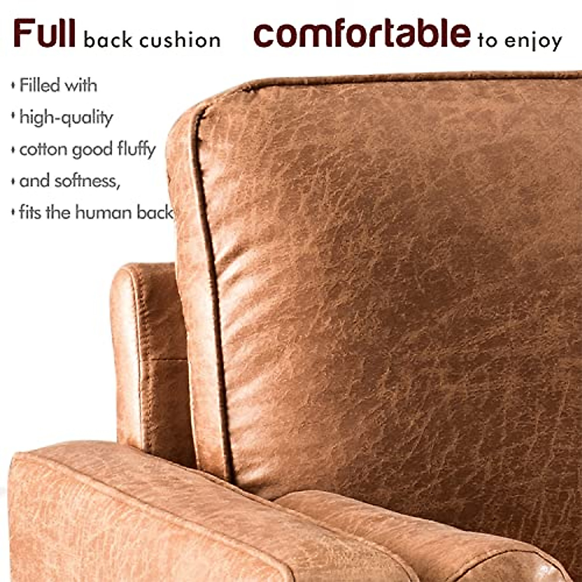 XIZZI Mid-Century Modern Living Room Loveseat Sofa Couch Fack Suede Fabric with Square Arm and Wood Grain Legs for Small Space, 69.68" W Brown