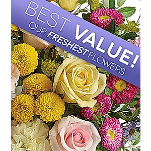 From You Flowers - Designer's Choice Mixed Bouquet with Glass Vase (Fresh Flowers) Birthday, Anniversary, Get Well, Sympathy, Congratulations, Thank You
