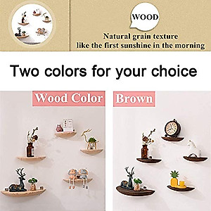 Hawgeylea Rustic Wood Floating Shelves, Wall Mounted Storage Shelf Hanging Decorative Rack Display Ledge for Farmhouse Bathroom Bedroom Living Room Decor Office Kitchen (Brown,Set of 5)