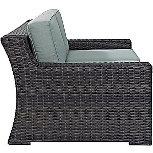 Crosley Furniture KO70102BR Beaufort Outdoor Wicker Loveseat, Brown with Mist Cushions