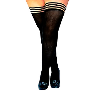 Kix'ies Thigh Highs | Thigh High Womens Stockings with No Slip Grip Stay Ups Thigh Bands | Womens Thigh High Stockings | Sexy Thigh High Stockings & Lingerie for Women (Dana Lynn Black | 1303D)