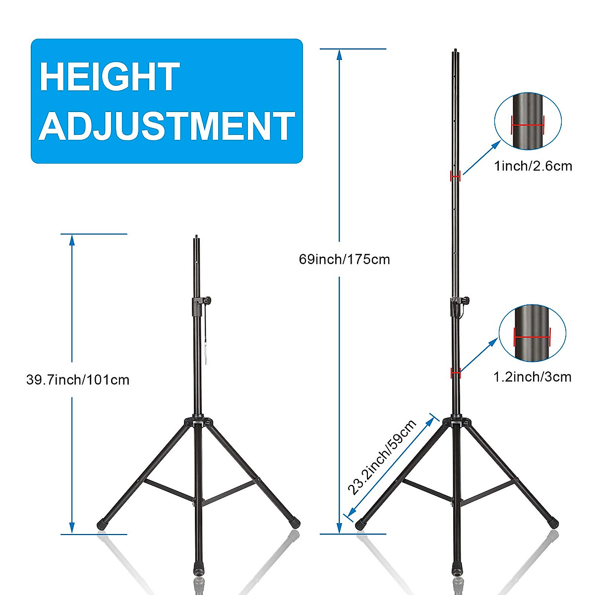 Microphone Stand, AGPTEK Wind Screen Bracket Stand with Adjustable and Non-slip Tripod Base, Suit for Large Microphone Isolation Shield (Black)