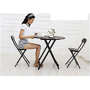 LIUZH Small Table Picnic Table and Chairs Small Table Portable Table Conference Table Folding Office Outdoor Round (Color : E)