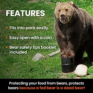 UDAP NO-FED-BEAR Bear Resistant Canister, Hiking Camping Backpacking Hunting Food Storage Container with Carrying Case, 2 Gallons, BRCWC