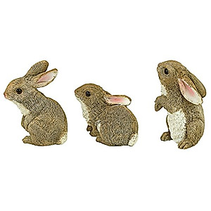 Design Toscano QM92008 The Bunny Den Rabbits Garden Animal Statues, 5 Inch, Set of Three, Multicolored