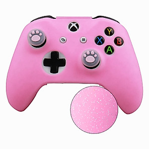 RALAN Glitter Controller Skin for Xbox One, Anti-Slip Silicone Controller Cover Protector Compatible for Xbox 1 Wireless/Wired Gamepad Joystick with 4 Thumb Grips Caps and Black Pro Thumb Grip x 8