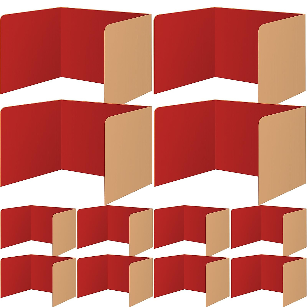12 Pcs Privacy Folders for Students Red Desk Dividers Classroom Test Dividers Desks Privacy Panel Partitions Trifold Desk Dividers for School