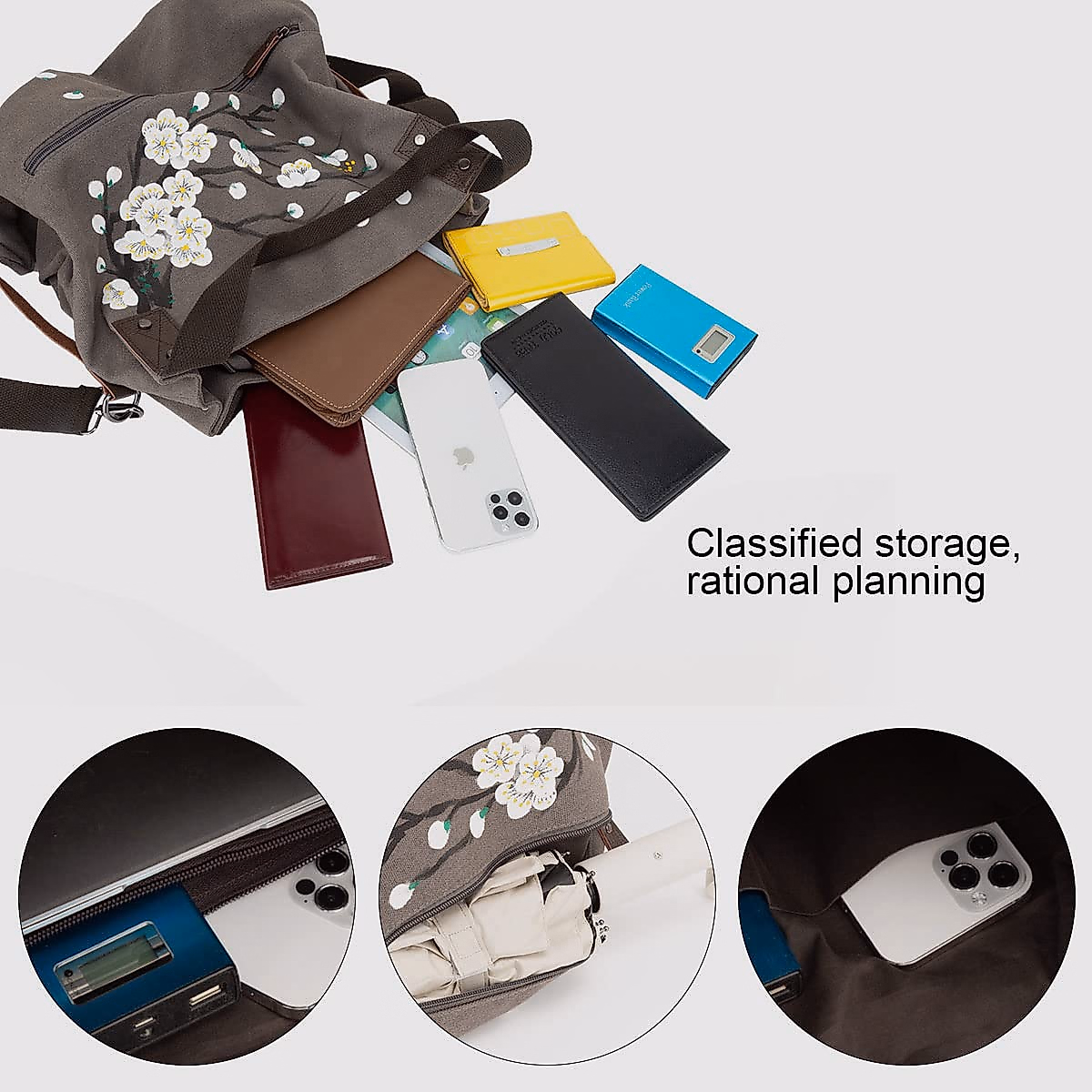 Eshow Women Canvas Hobo Handbags Canvas Purse Shoulder Bag Cross-Body Bag Messenger Bag Mom Bag for Women