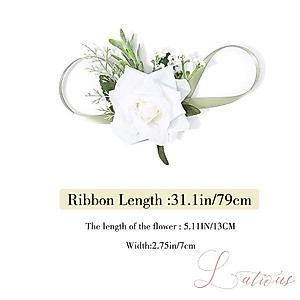 Latious White Wrist Corsage Prom Wedding Corsages Bridesmaids Hand Floral Decor for Women