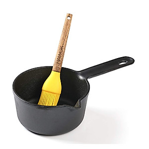HAWOK 4.9 inch Cast Iron Melting Pot Sauce Pan with Brush,19.4 oz,…