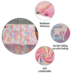 Unicorns Blanket for Girls Kids Toys Rainbow Luminous Blanket Soft Flannel Blanket Glow in The Dark Thanksgiving Halloween Christmas Birthday Gifts for Boy Toddler 50x60in