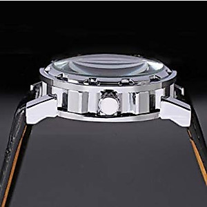 Gute Luxury Steampunk Bling Automatic Mechanical Wristwatch Golden Bezel Minimalist Stainless Steel (Black-Gold)