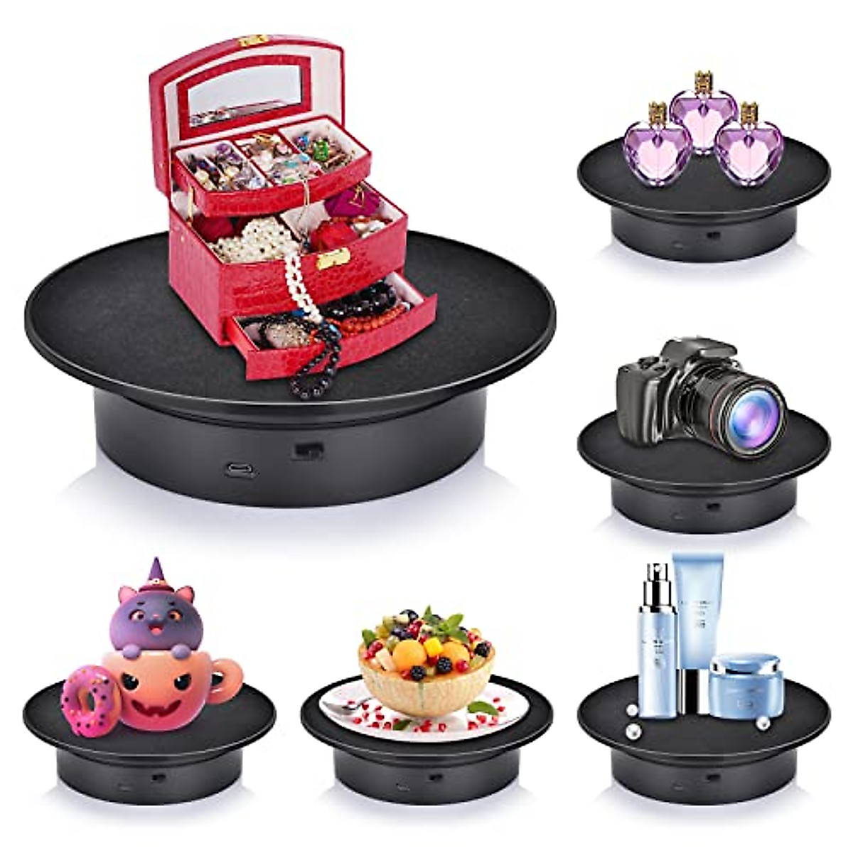 Motorized Rotating Display Stand Automatic Revolving Platform ideal for 360 Degree Images, Product Display, Cake Display Photography Turntable for Product (Black)