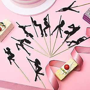 Jetec 60 Piece Stripper Pole Cupcake Topper Picks Dancing Girl Silhouette Cake Topper Toothpick for Bachelor Party Birthday Cake Decoration Bride Groom Bridal Bachelorette Women Men Boy Girl