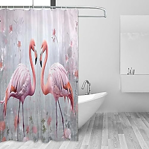 xigua Pink Flamingos Shower Curtain - 72x72 Inch Waterproof Fabric Shower Curtains with 12 Hooks - Modern Home Bathroom Hotel Spa Decorations