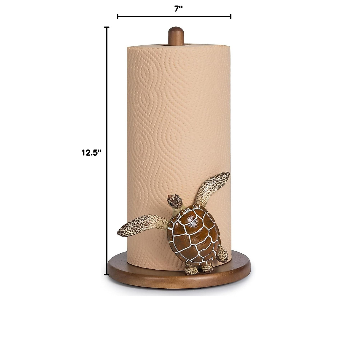 Turtle Paper Towel Holder - Beach House Decor Cute Paper Towel Holder Stand Wood Sea Turtle Decor, Unique Kitchen Towel Holder Countertop Coastal Decor for Home, Ocean Decor Sea Turtle Gifts for Women