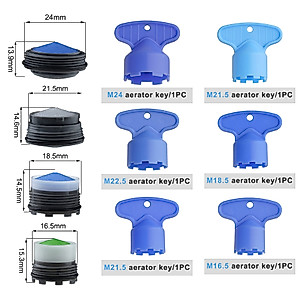 iFealClear 12 Pcs Faucet Cache Aerators with 6 Pcs Removal Wrench Tool, Water Saving Flow Restrictor Replacement Part, for Bathroom or Kitchen Sink, M16.5 18.5 21.5 24 mm Tap Aerators Flow Restrictor