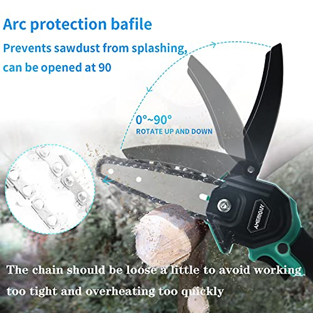 Mini Chainsaw 6 Inch Cordless Chain Saws - Electric Battery Powered Chainsaw Small Portable One-Hand Handheld, 24V Rechargeable Operated for Tree Trimming, Branch and Wood Cutting