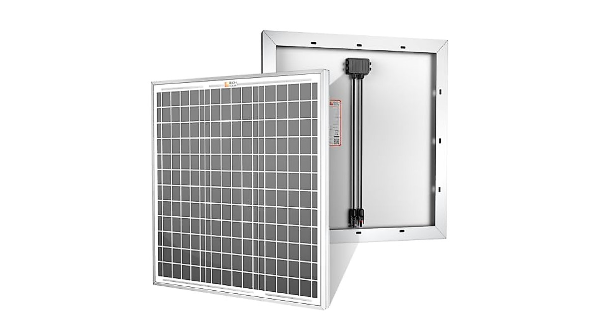 RICH SOLAR 50W Monocrystalline Solar Panel for Off-Grid Power