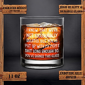NeeNoNex I Know That We're not Biologically Related Step Dad Whiskey Glass - Funny Birthday Christmas Fathers Day Gift for Step Dad, Step-Father, Bonus Dad