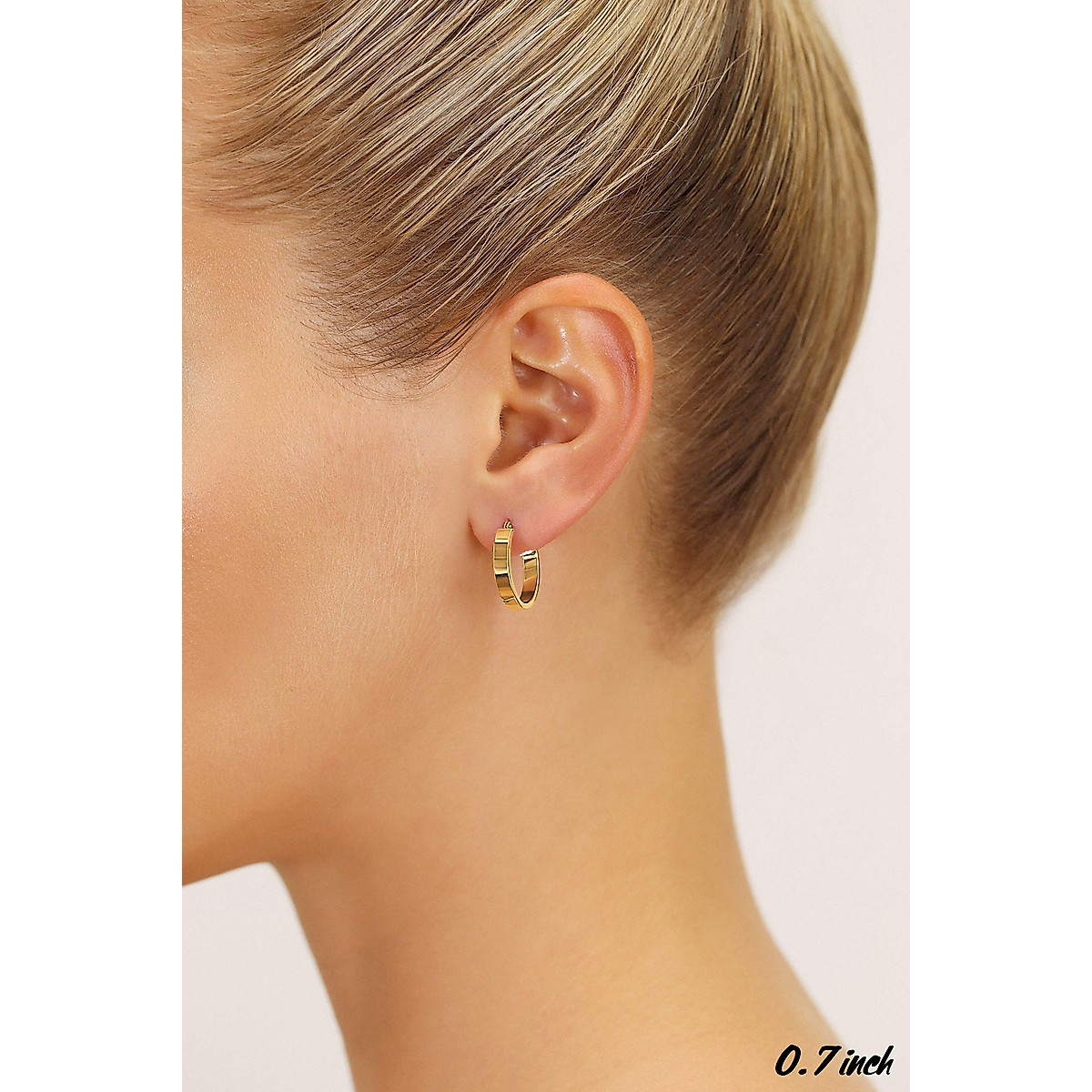 14k Gold Small Oval Flat Hoop Earrings, 0.7" Diameter (yellow-gold)…