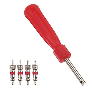 A.I.FORCE 4Pcs 1/8" NPT Brass Schrader Tank Fill Valve with Anti-Corrosion Cap & Replacement Valve Stems