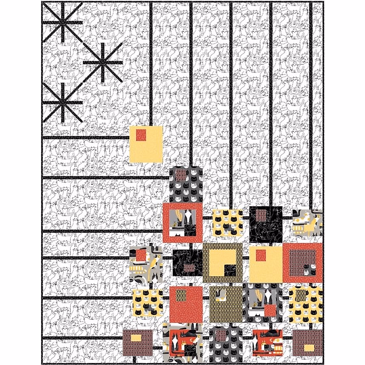 Contempo by Benartex Cosmo Cats Cats, Fabric by The Yard (Red/Multi)