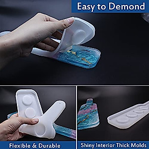 ResinWorld Shot Glass Serving Tray Mold, Shot Glass Holder Mold for Resin, 4 Holes Shot Glasses Tray Resin Mold, for Party Home Decor