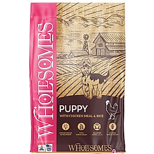 Wholesomes Birsppy Puppy Chicken Meal & Rice Dry Dog Food, Brown, 16.5 lbs. (2100087)
