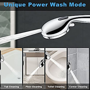Rysdin High Pressure Shower Head, 10 Modes handheld Shower Head, Power Wash to Clean Tub, Tile&Pets, 4.7" Rain ShowerHead with Extra Long 71 Inches Stainless Steel Hose, Adjustable Bracket