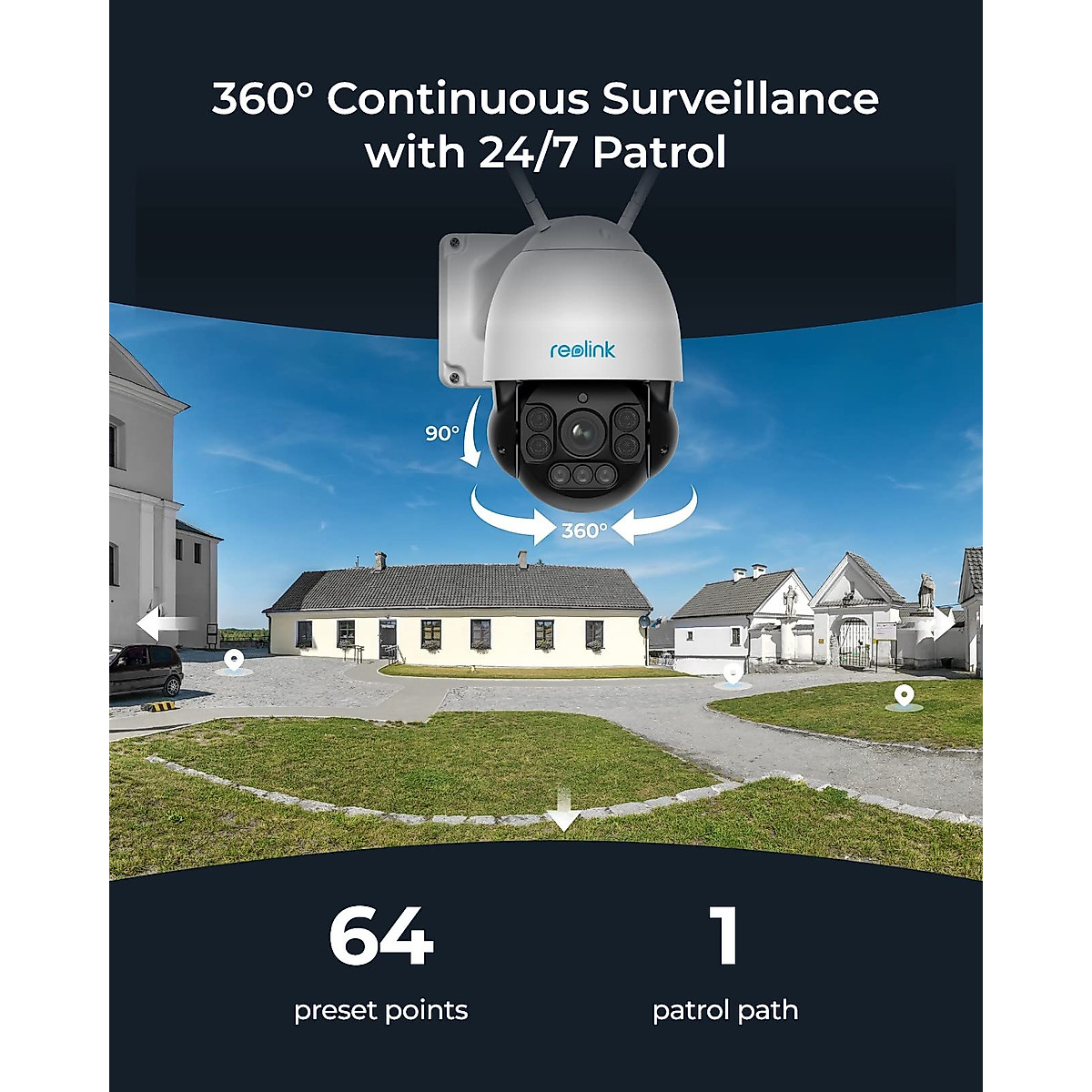 REOLINK RLC-523WA - PTZ Cameras Outdoor for Home Security, 5MP Wired WiFi Security Camera, 1920p, Auto Tracking, 5X Optical Zoom, AI Motion Detection, 2.4/5Ghz WiFi, Spotlights Color Night Vision