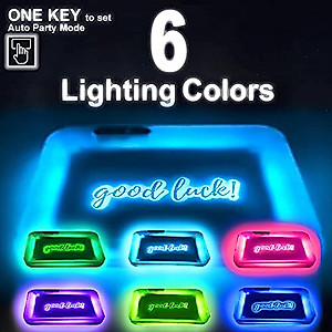 LED Rolling Tray Fast Charging Party Serving Tray Rechargeable Auto Party Mode Glow Light Up Tray for Music Theme Birthday Party (Azure)