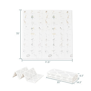 Cuddle & Learn Playmat by Fortella, Foldable Foam Baby Play Mat for Floor, Extra Large & Padded for Tummy Time and Outdoors, Portable with Travel Case (Alphabet & Moroccan 71.5x70x0.6 inch)