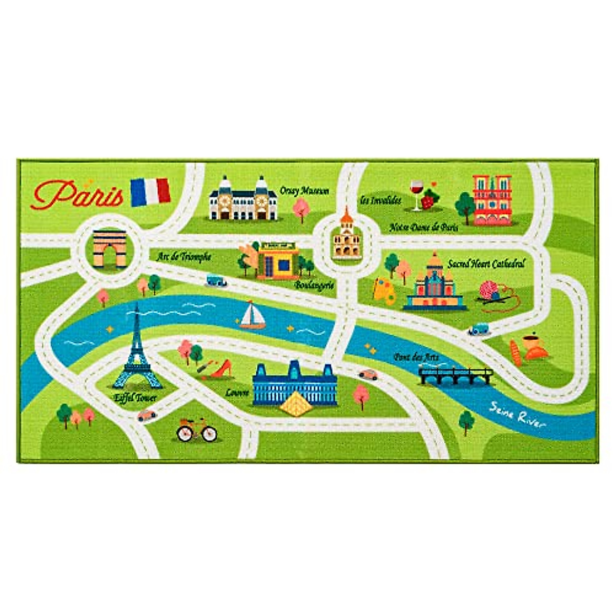 Kids Rug Play mat for Toy Cars,Fun Country Rugs with Roads for Bedroom and Kidrooms,Car Rug to Have Fun on,Area Rug Mat with Non-Slip Backing,Car Mat Great for Playing with Cars and Toys