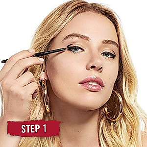 Rimmel London Exaggerate Waterproof Eye Definer Eyeliner, Highly Pigmented, Long-Wearing, Built-In Smudger, 262, Blackest Black, 0.01oz
