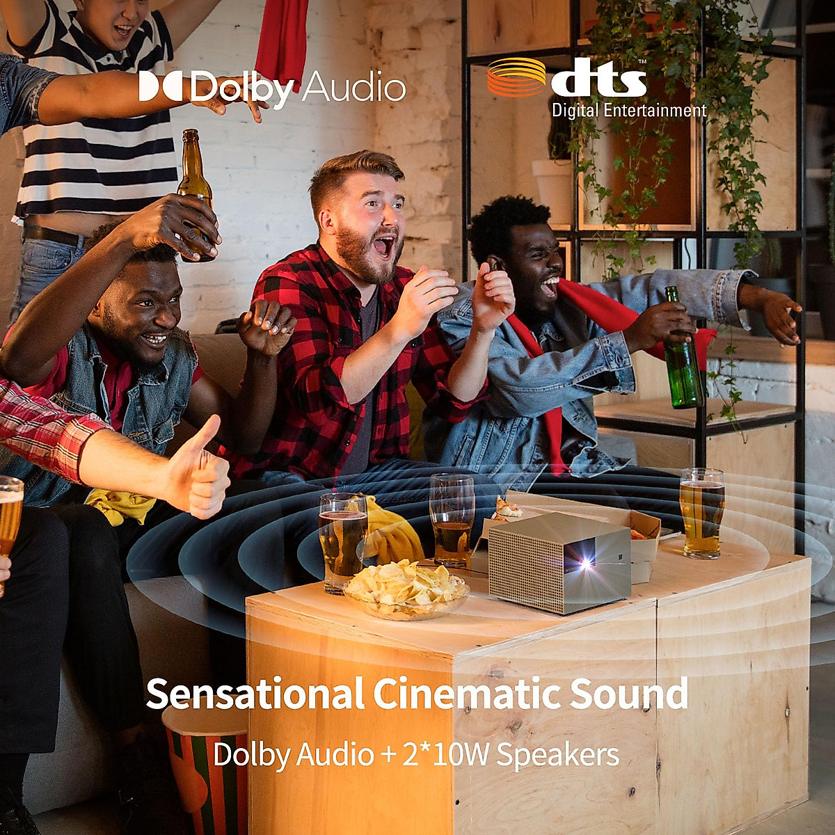 Movie Projector, WEMAX Vogue Pro 1080p Home Theater Projector with WiFi Bluetooth, 1600 ANSI Lumens, Support 4k, Dolby Audio DTS-HD, 200 Inch Image, Auto Object Avoidance, Side Projection