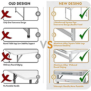 FrenzyBird Folding Picnic Table with 4 Stools, Aluminum Table Oxford Mat Chair Set for up to 4 Persons, Portable Lightweight and Heights Adjustable for Outdoor Camping Dining BBQ Party