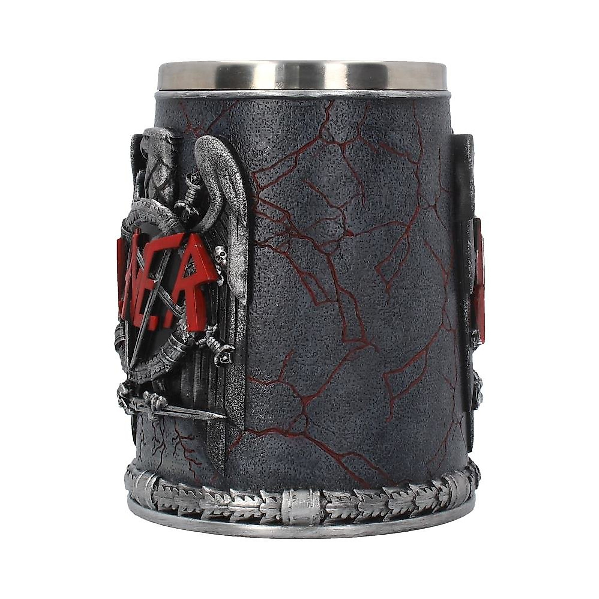Nemesis Now B4128M8 Slayer Tankard Mug 14cm Black, Resin w/Stainless Steel Insert, Grey